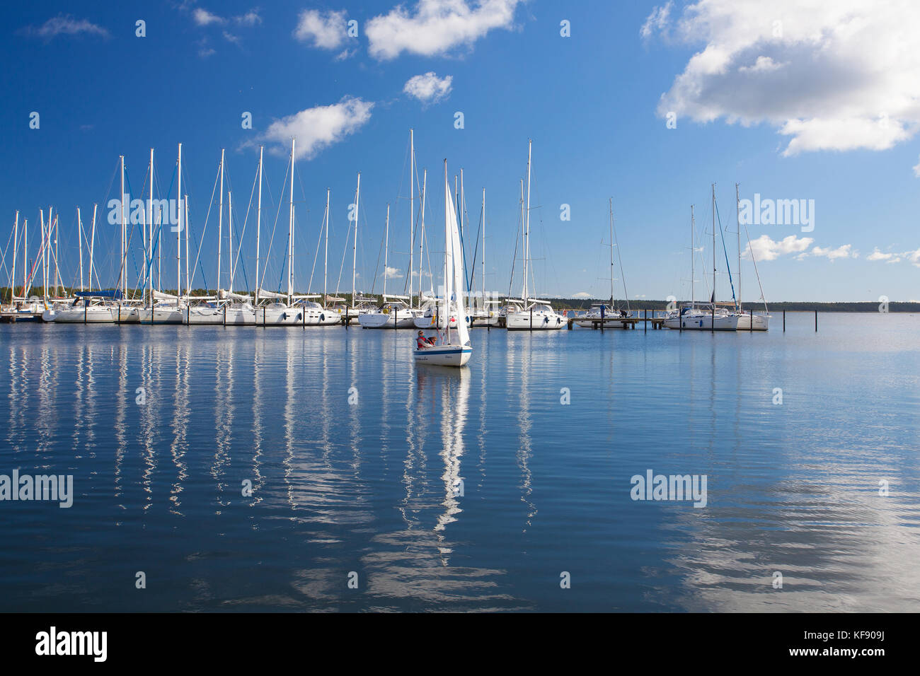 Ruegen Island,Germany: September 27,2015: White yachts in the harbor on ...