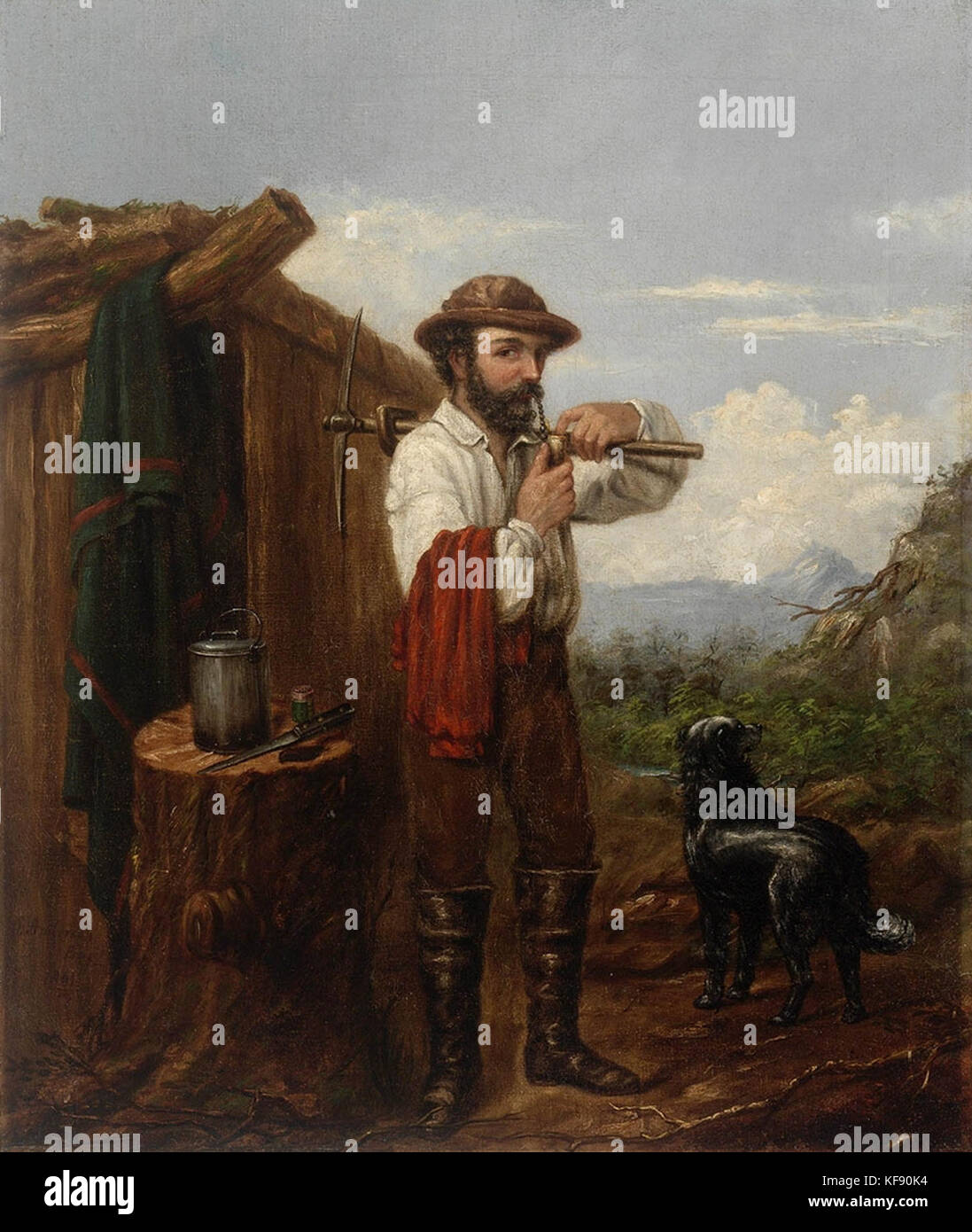 A historical depiction of a gold miner from 1861, showcasing the rugged ...