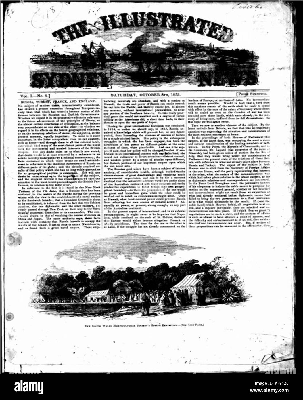 The Illustrated Sydney News from 8 October 1853 presents visual and ...