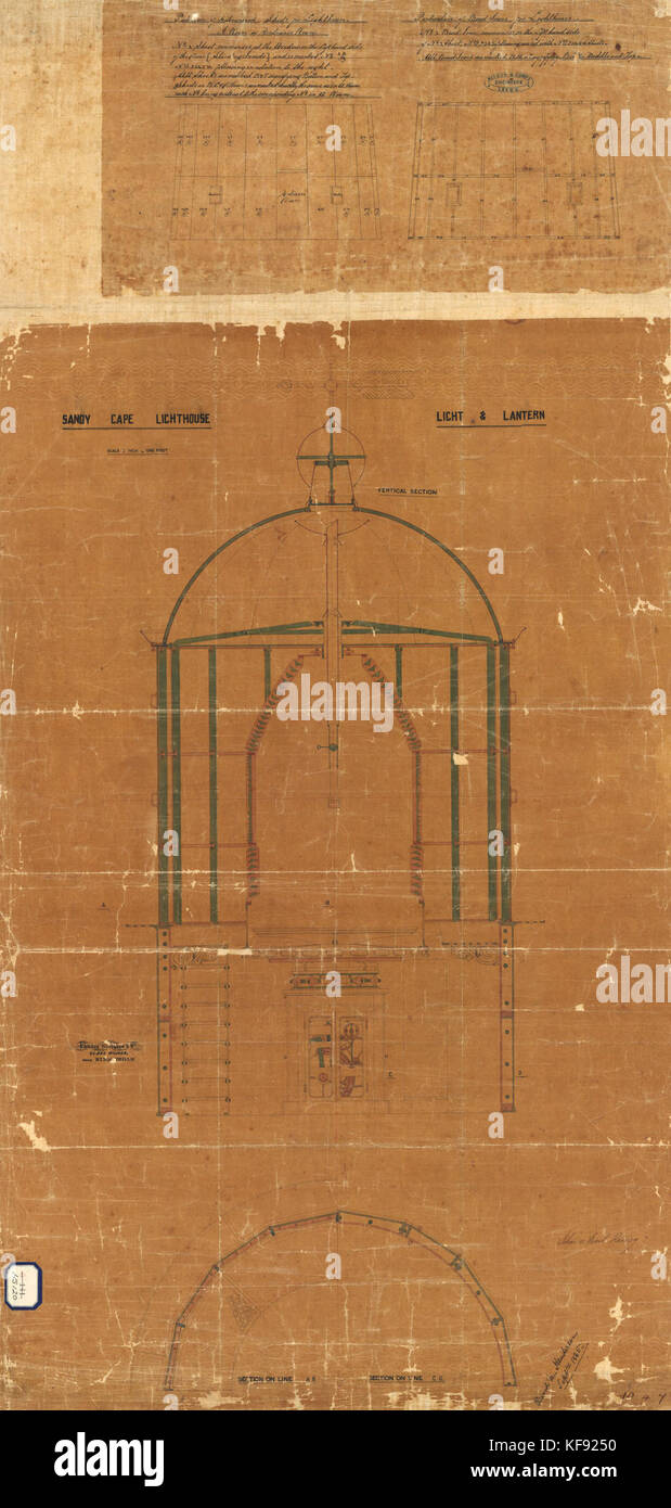 Sandy Cape Lighthouse Light and Lantern, 1865 Stock Photo - Alamy