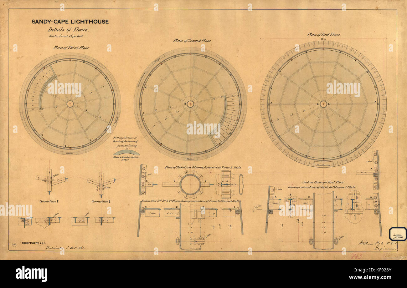 Sandy Cape Lighthouse Details of Floors, 1865 Stock Photo - Alamy