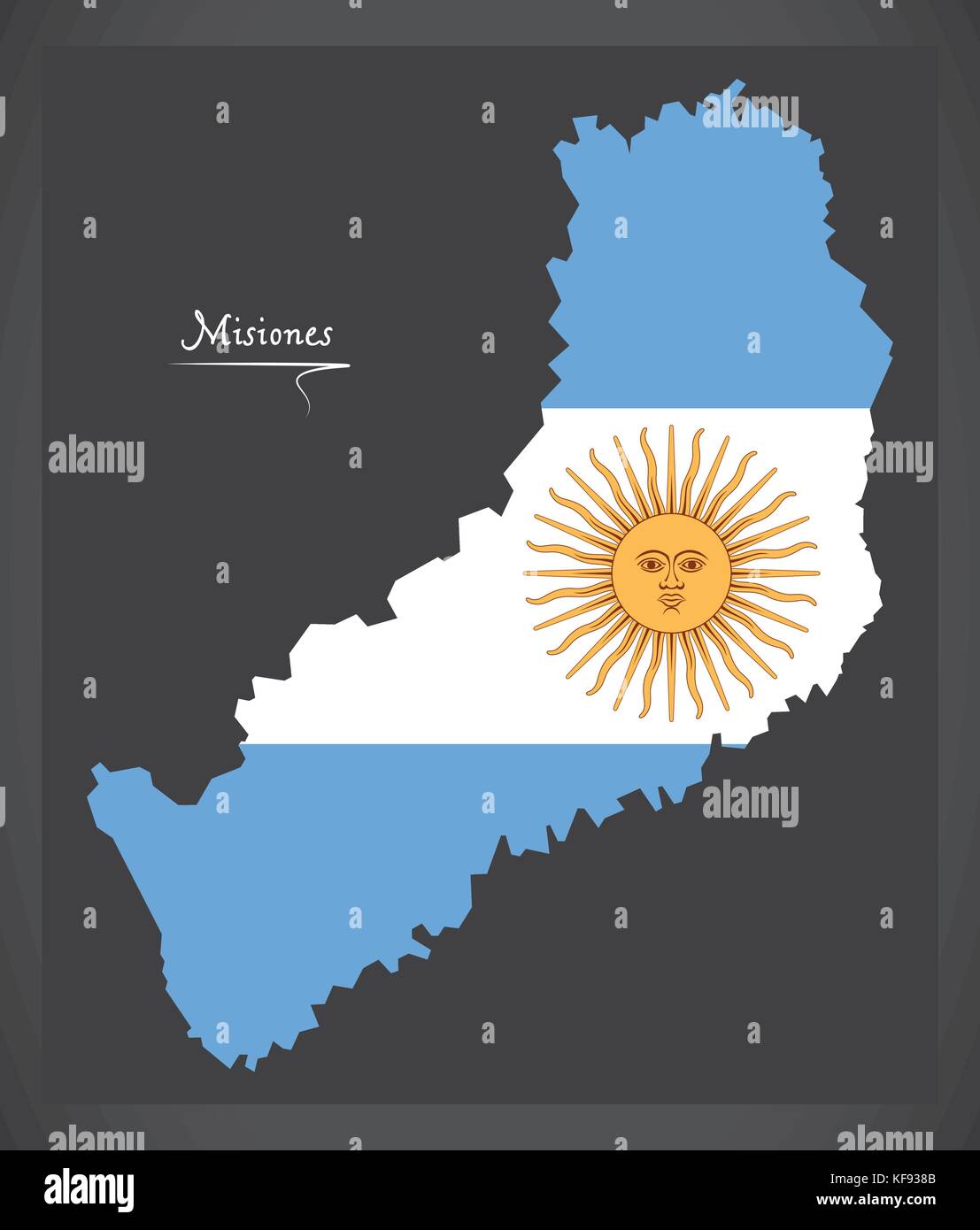 Misiones Map Of Argentina With Argentinian National Flag Illustration