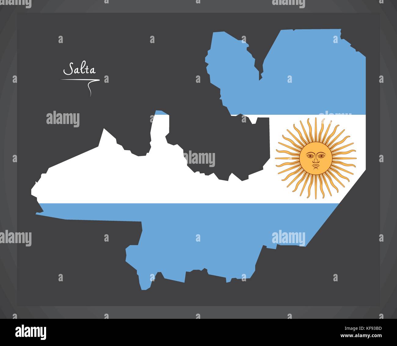 Salta map of Argentina with Argentinian national flag illustration ...