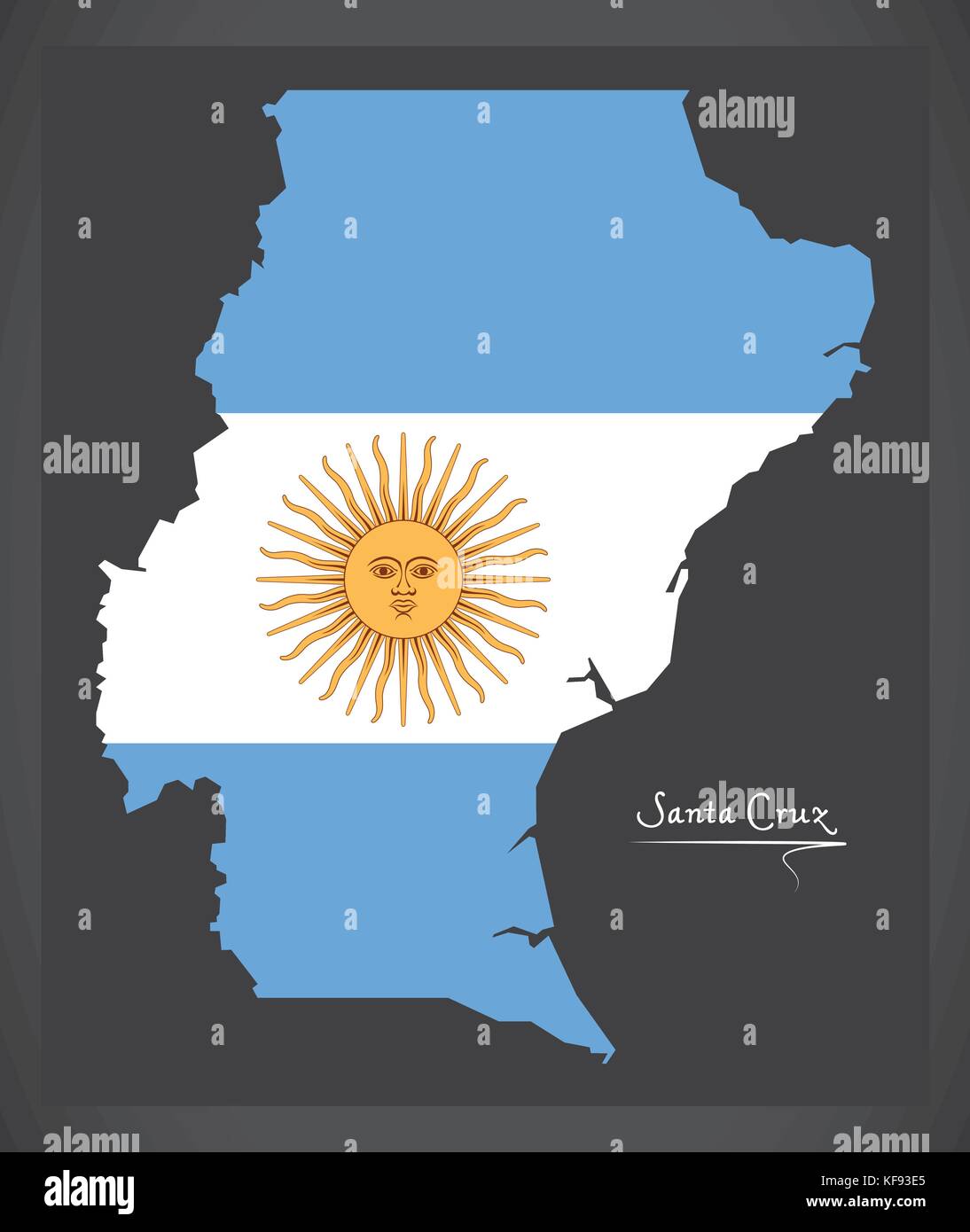 Santa Cruz map of Argentina with Argentinian national flag illustration ...