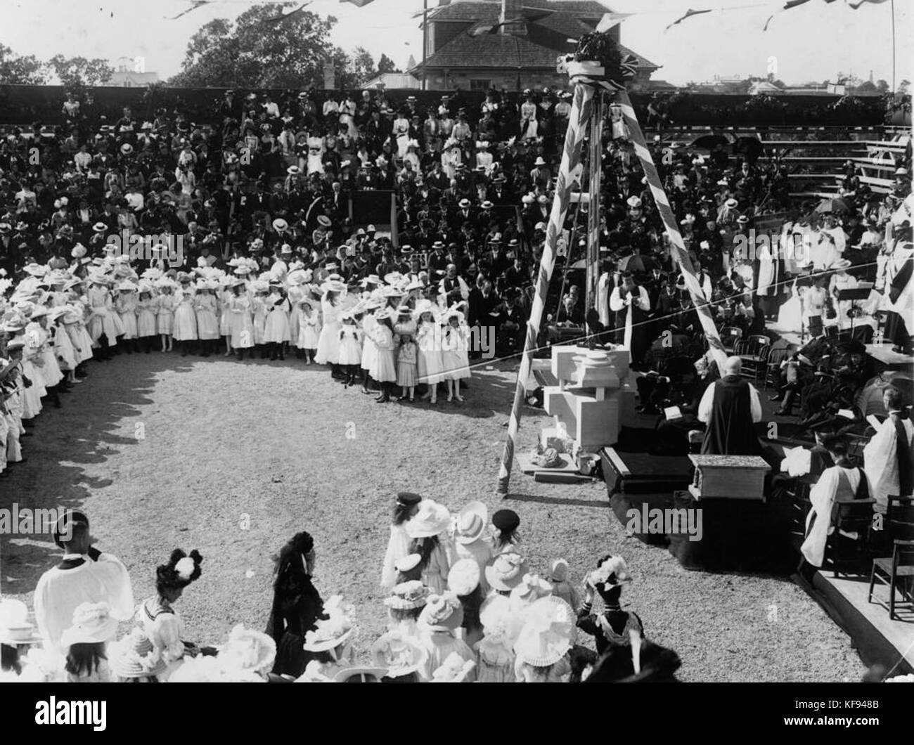 This image depicts the ceremony for laying the foundation stone of St ...