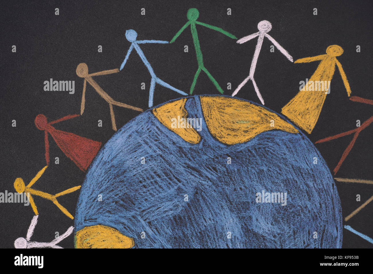 Group of people around the world. Pencil drawing Stock Photo - Alamy