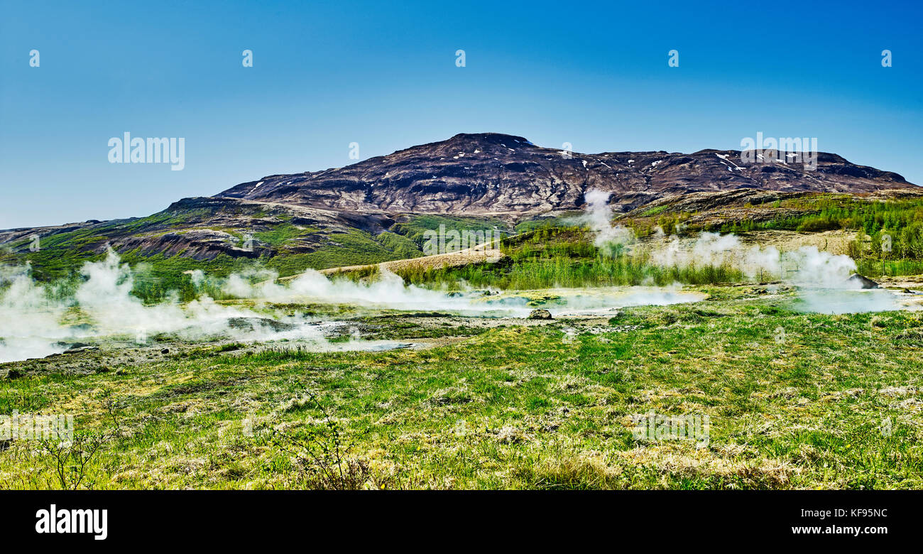 geothermal hot spring with steam in iceland Stock Photo - Alamy