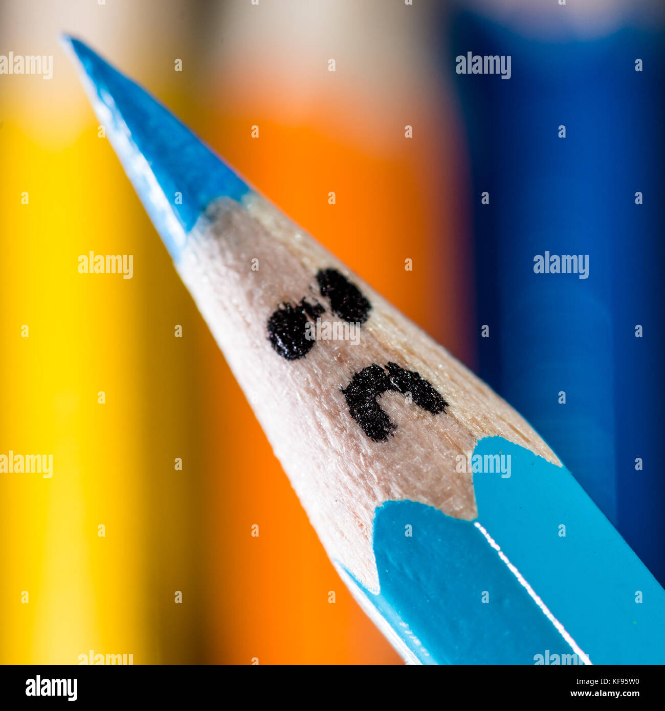 A fun macro shot of some coloured pencils with faces Stock Photo - Alamy