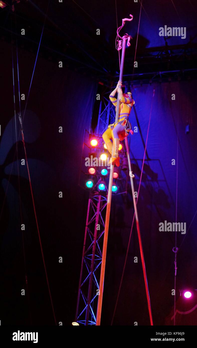 circus swaying pole act Stock Photo - Alamy