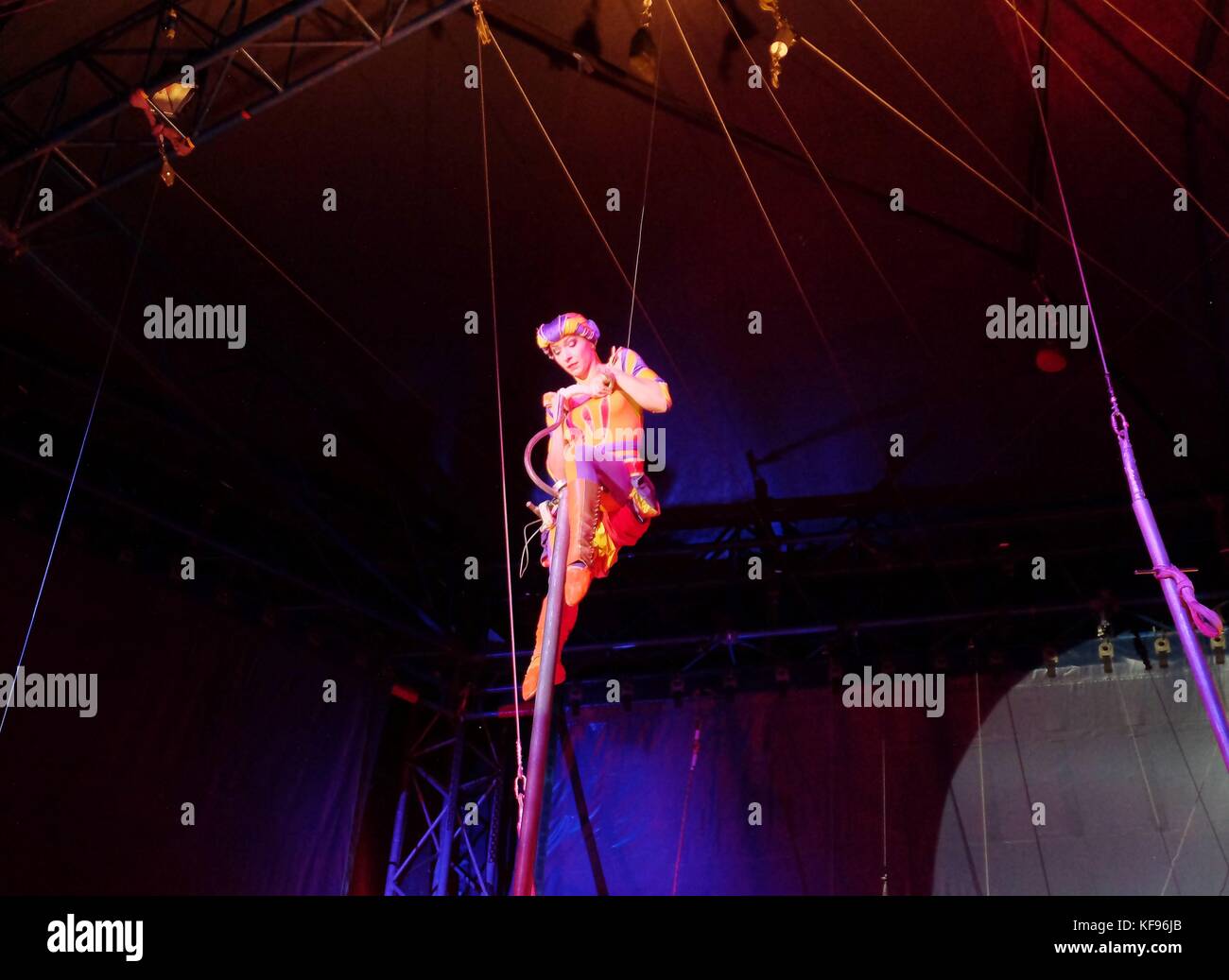 circus swaying pole act Stock Photo - Alamy