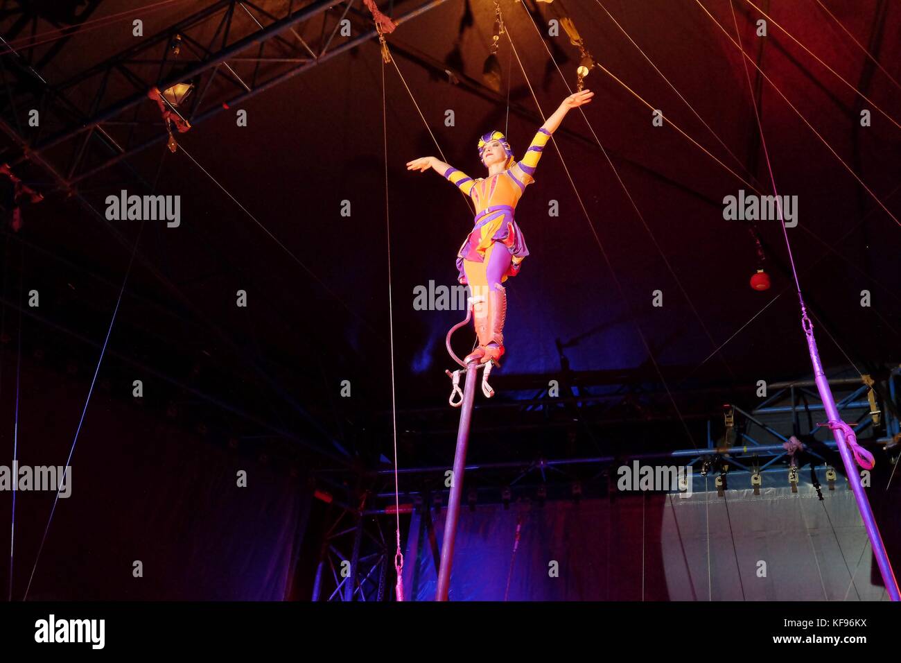 circus swaying pole act Stock Photo - Alamy