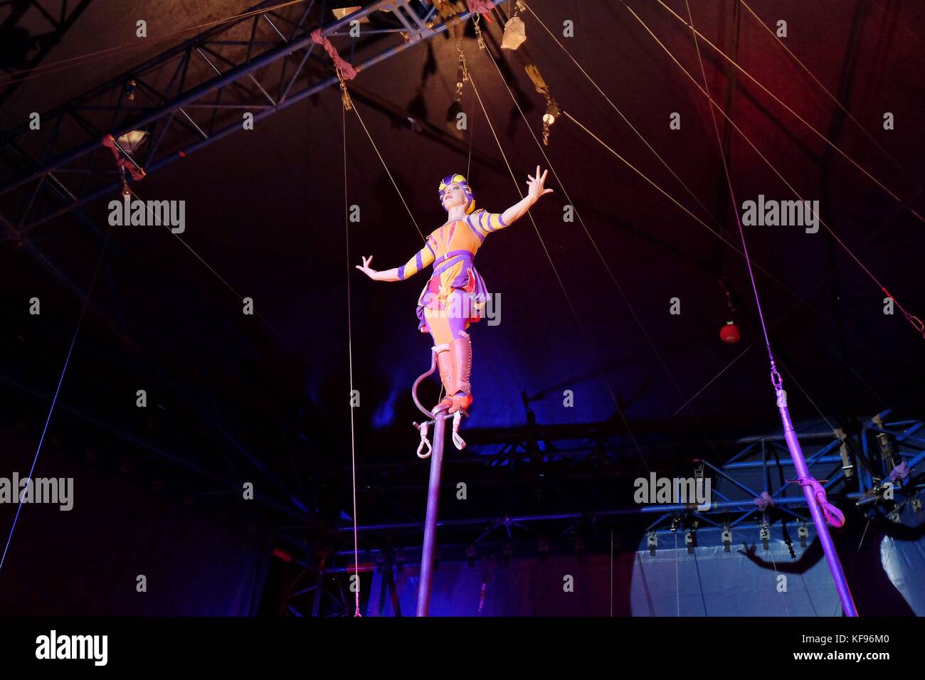 circus swaying pole act Stock Photo - Alamy