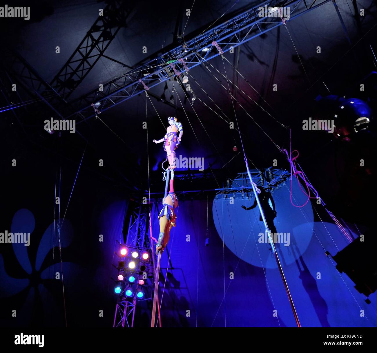 circus swaying pole act Stock Photo - Alamy