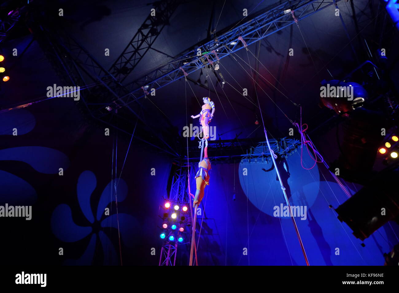 circus swaying pole act Stock Photo - Alamy