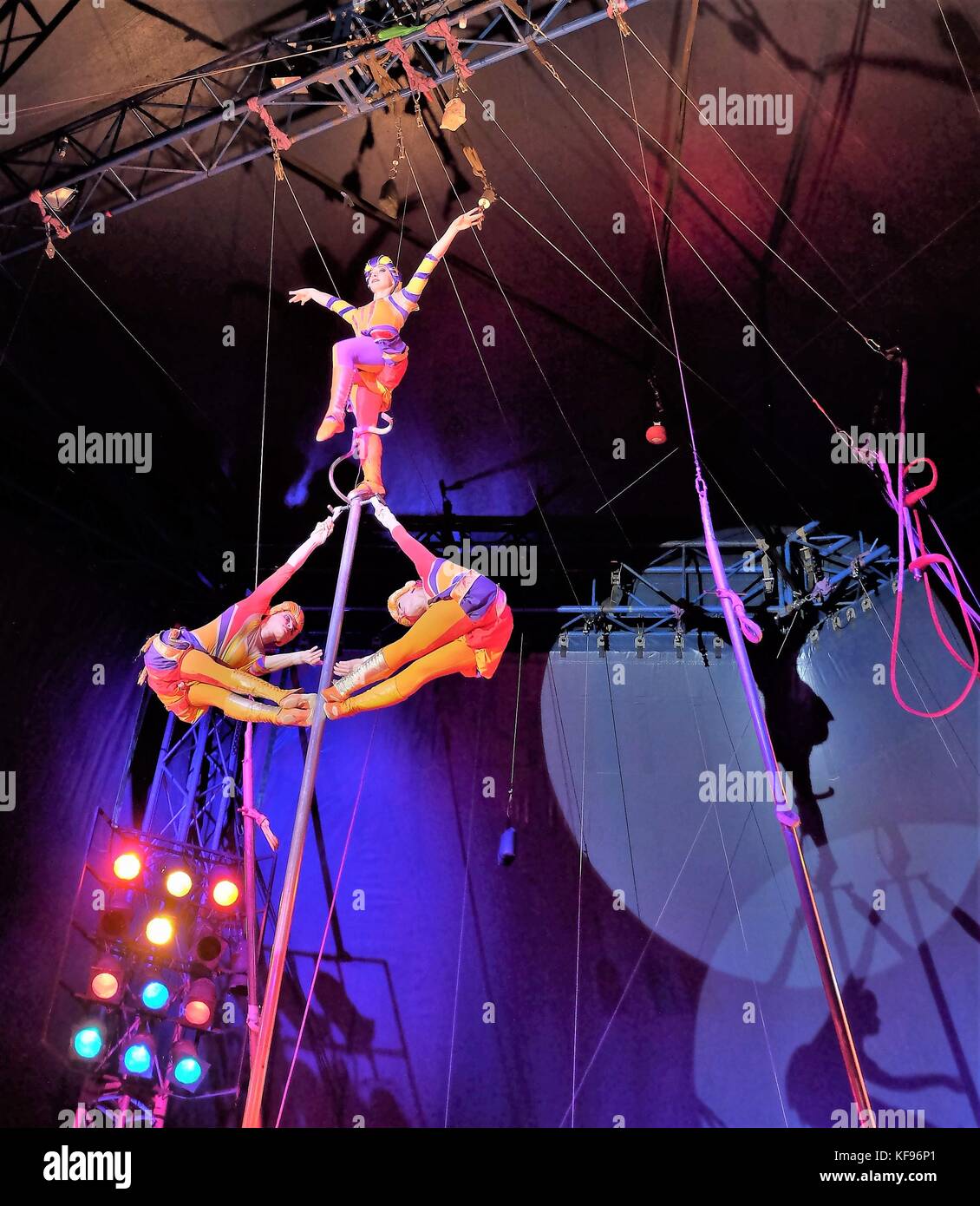 circus swaying pole act Stock Photo - Alamy