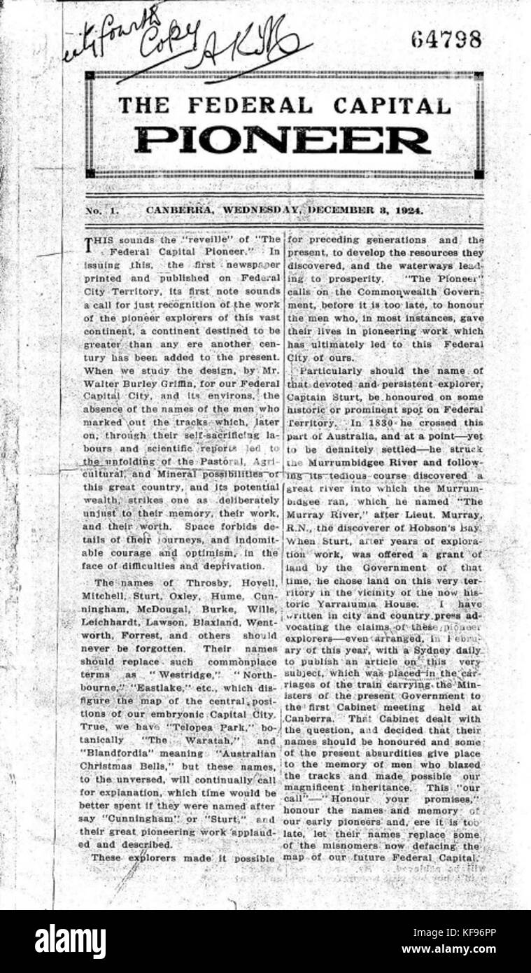 Federal Capital Pioneer 3 December 1924 Stock Photo - Alamy