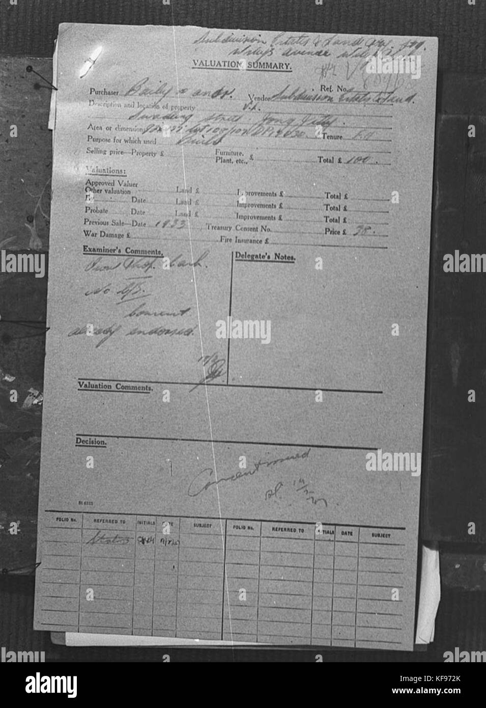 30395 Copy of valuation document taken for Smiths Weekly Stock Photo ...
