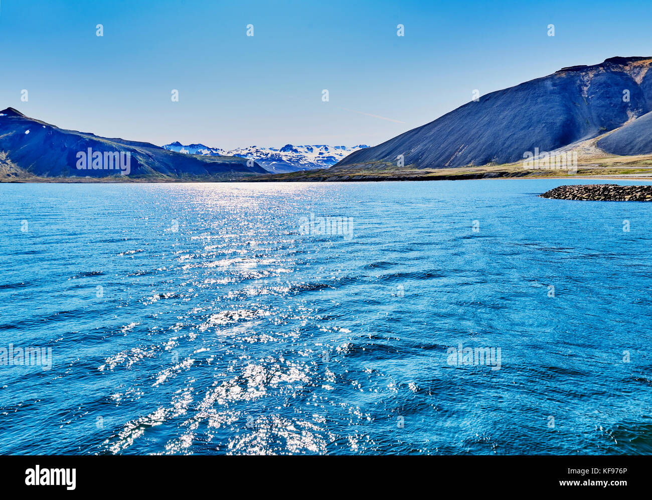 beautifull iceland summer seascape with mountains Stock Photo - Alamy