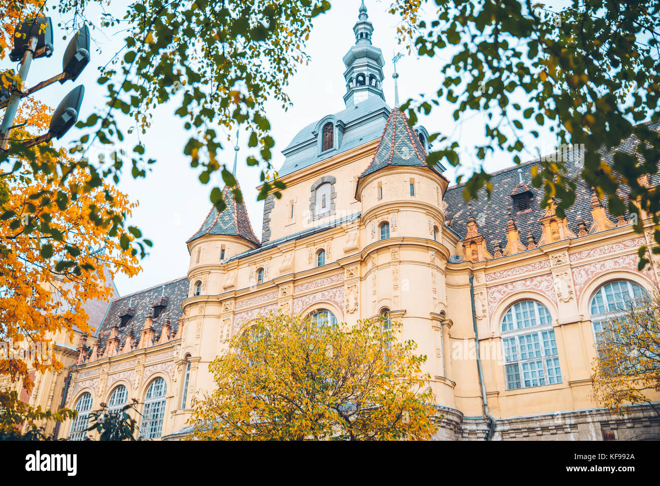 old castle in yellow trees autumn landscape Stock Photo - Alamy