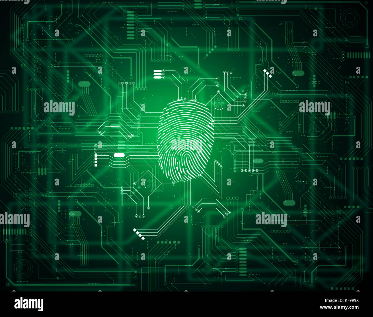 integrated fingerprint in electronic computer circuit board Stock Photo ...