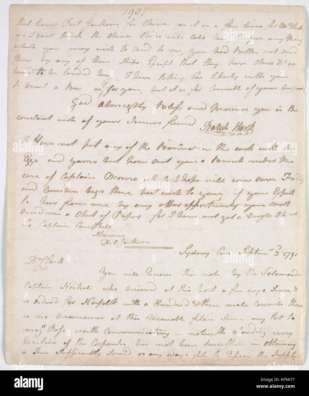 This letter from James Callam to Lieutenant Ralph Clark provides ...