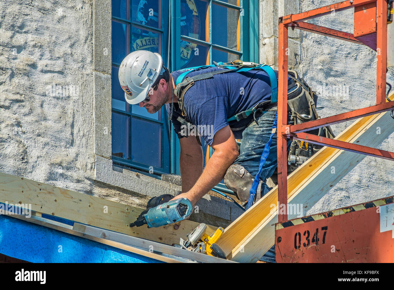 Construction Worker On The Job, Quebec City, Canada Stock Photo - Alamy