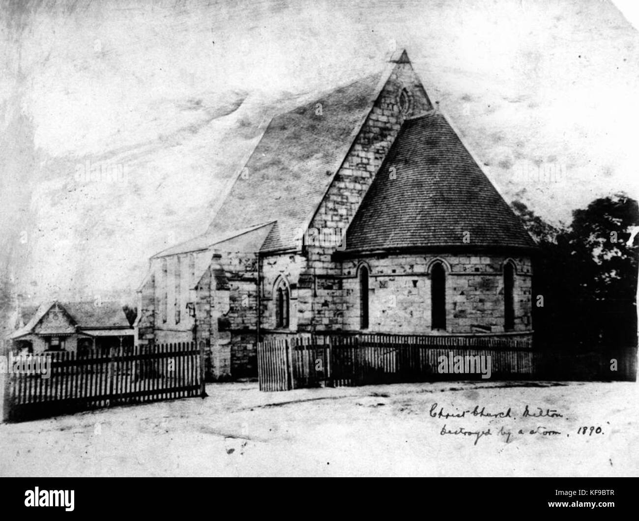 Christ Church at Milton before it was destroyed by a storm in 1890 ...