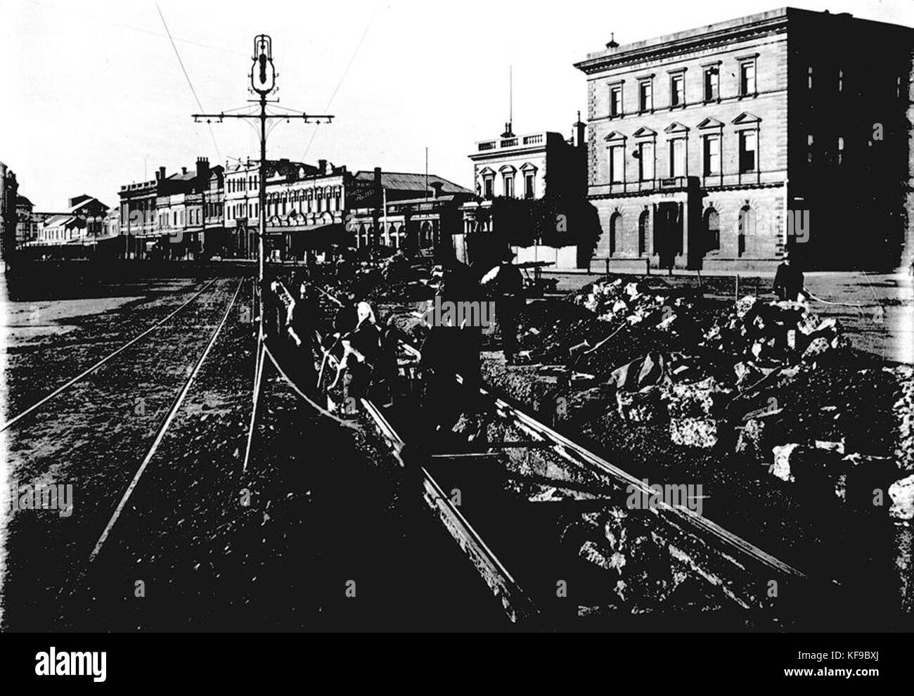 Geelong tram track laying Stock Photo - Alamy
