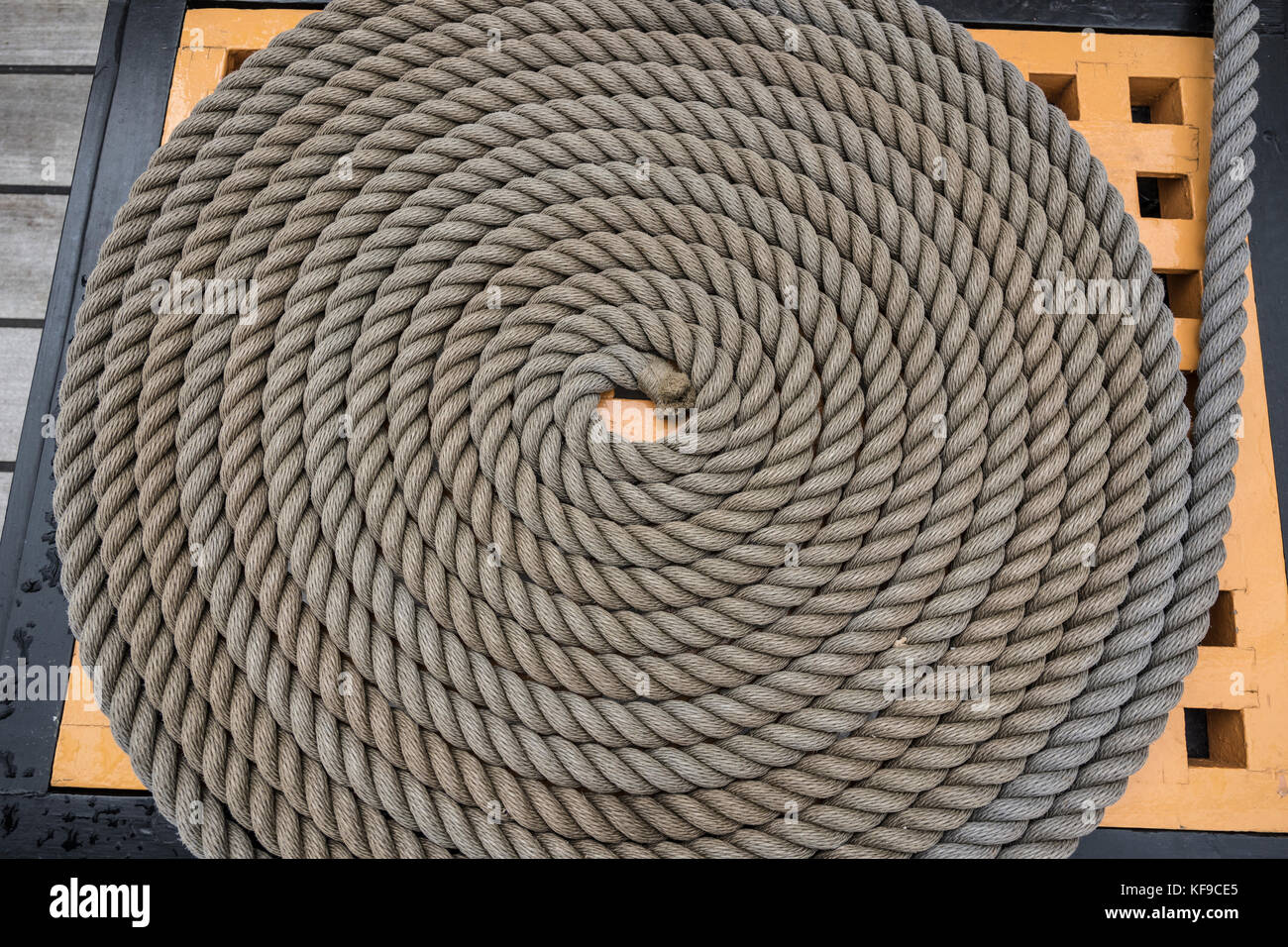 Rope coil om HMS Warrior, Portsmouth, UK Stock Photo - Alamy
