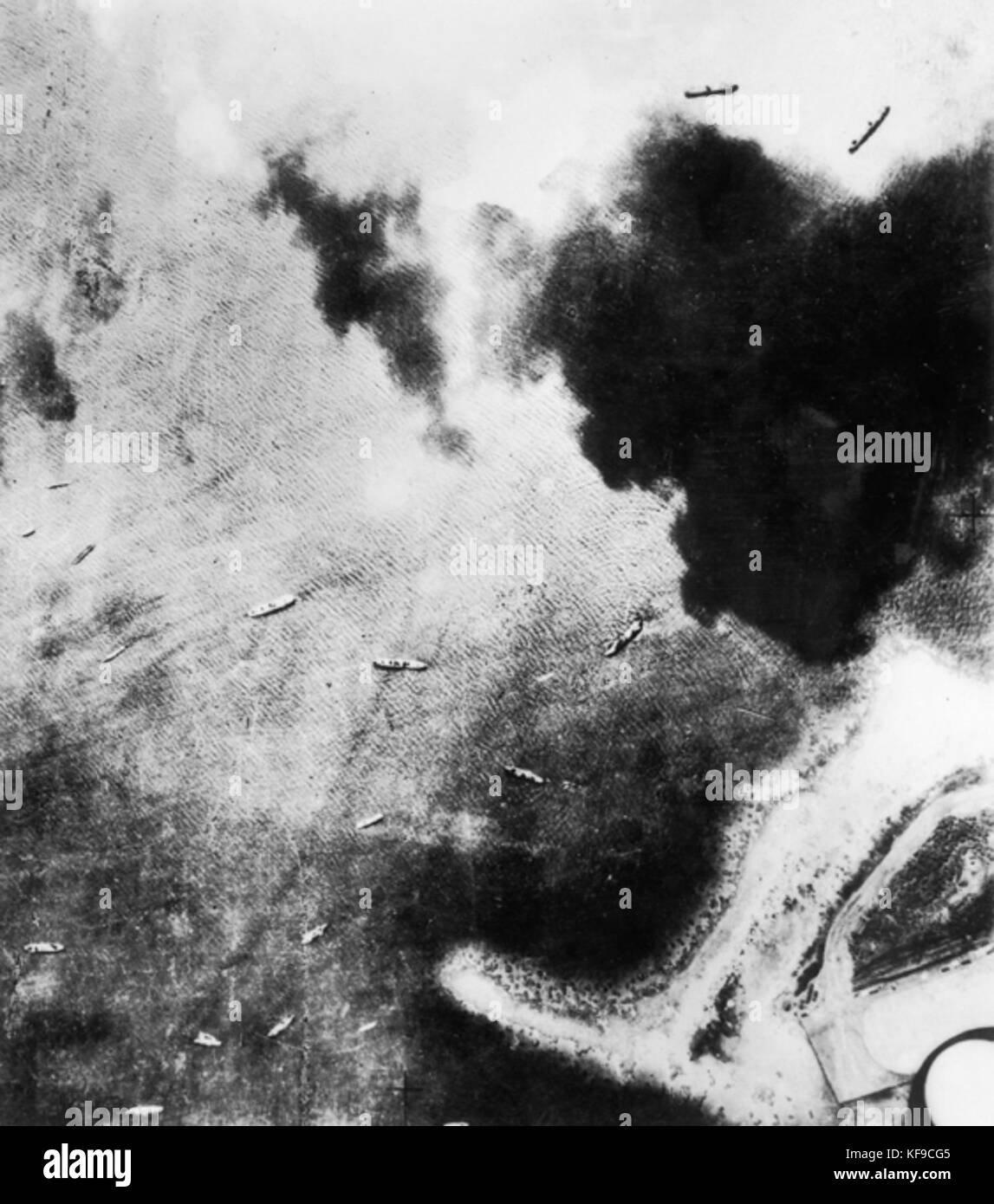 RAAF reconnaissance photo of Truk Lagoon in January 1942 Stock Photo ...