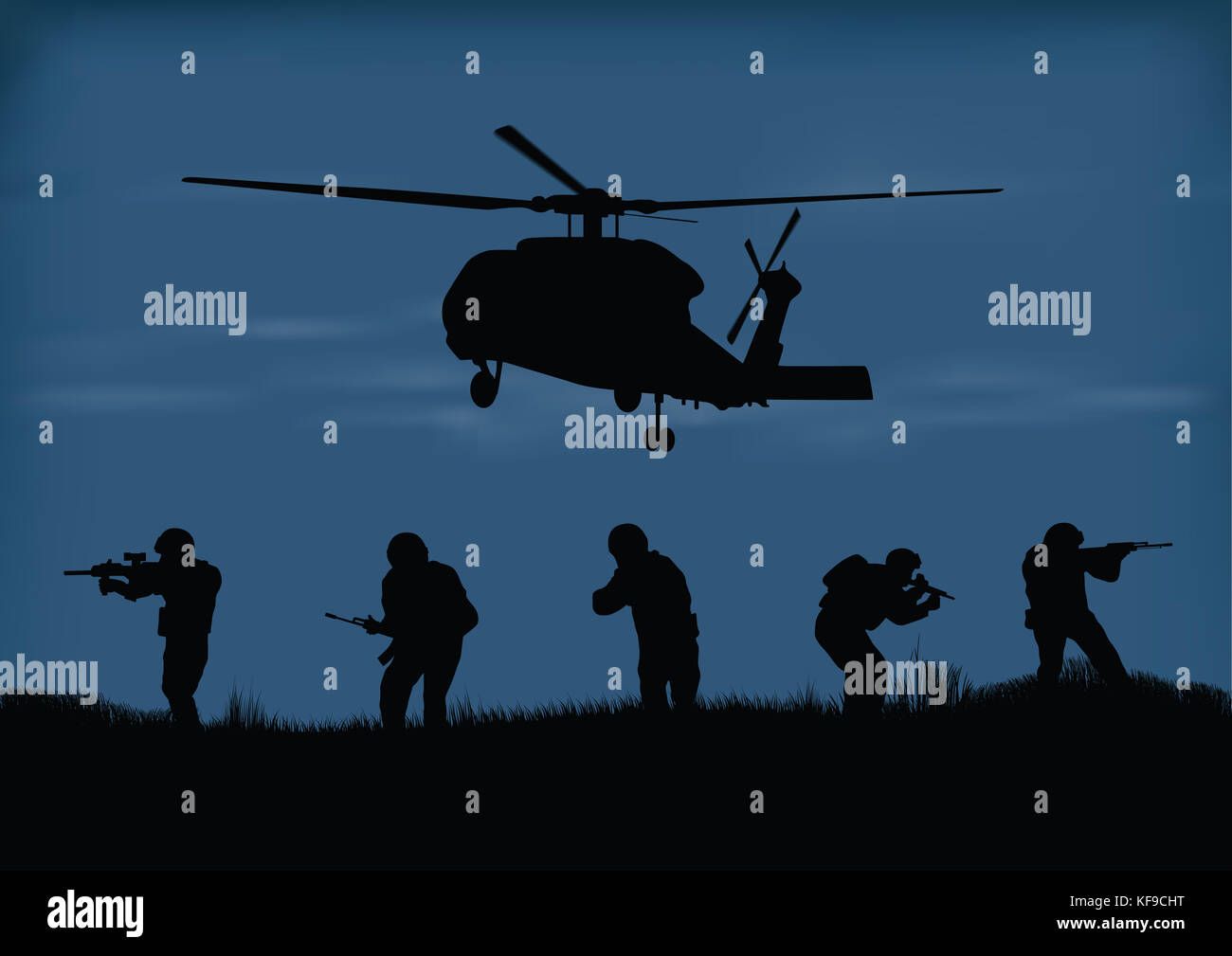 Soldiers on the performance of the combat mission Stock Photo - Alamy