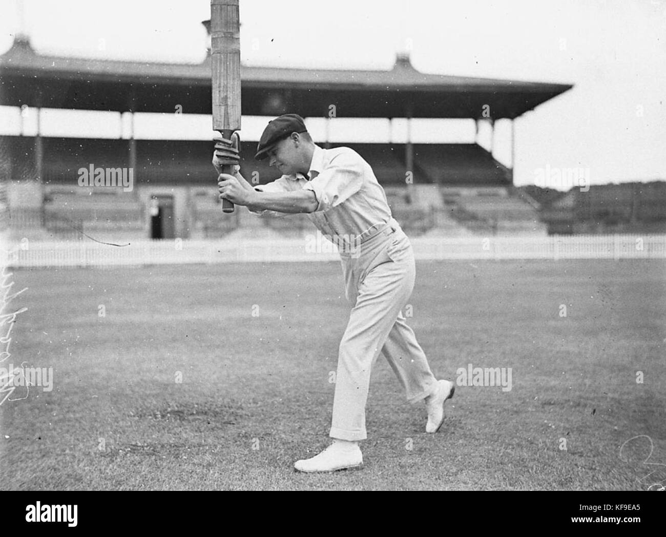Billy Woodfull, an Australian cricketer, is captured batting during a ...