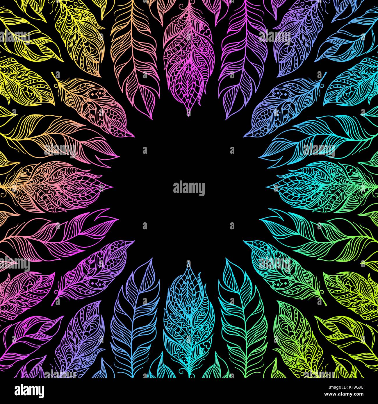 frame with hand drawn feathers Stock Vector Image & Art - Alamy