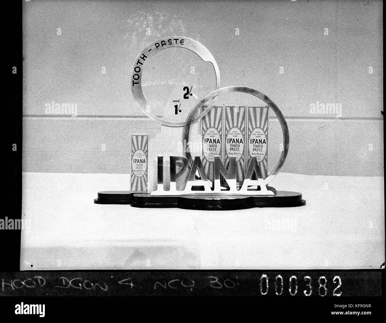 This image shows a vintage display of Ipana toothpaste, likely from the ...