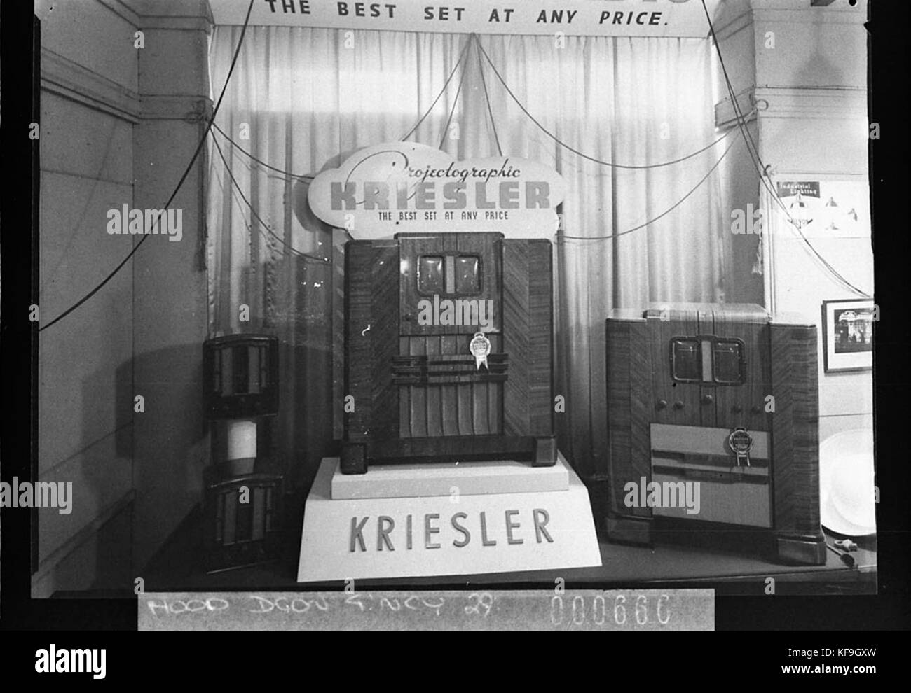 The Kriesler Radio display at Mark Foys presents various radio models ...