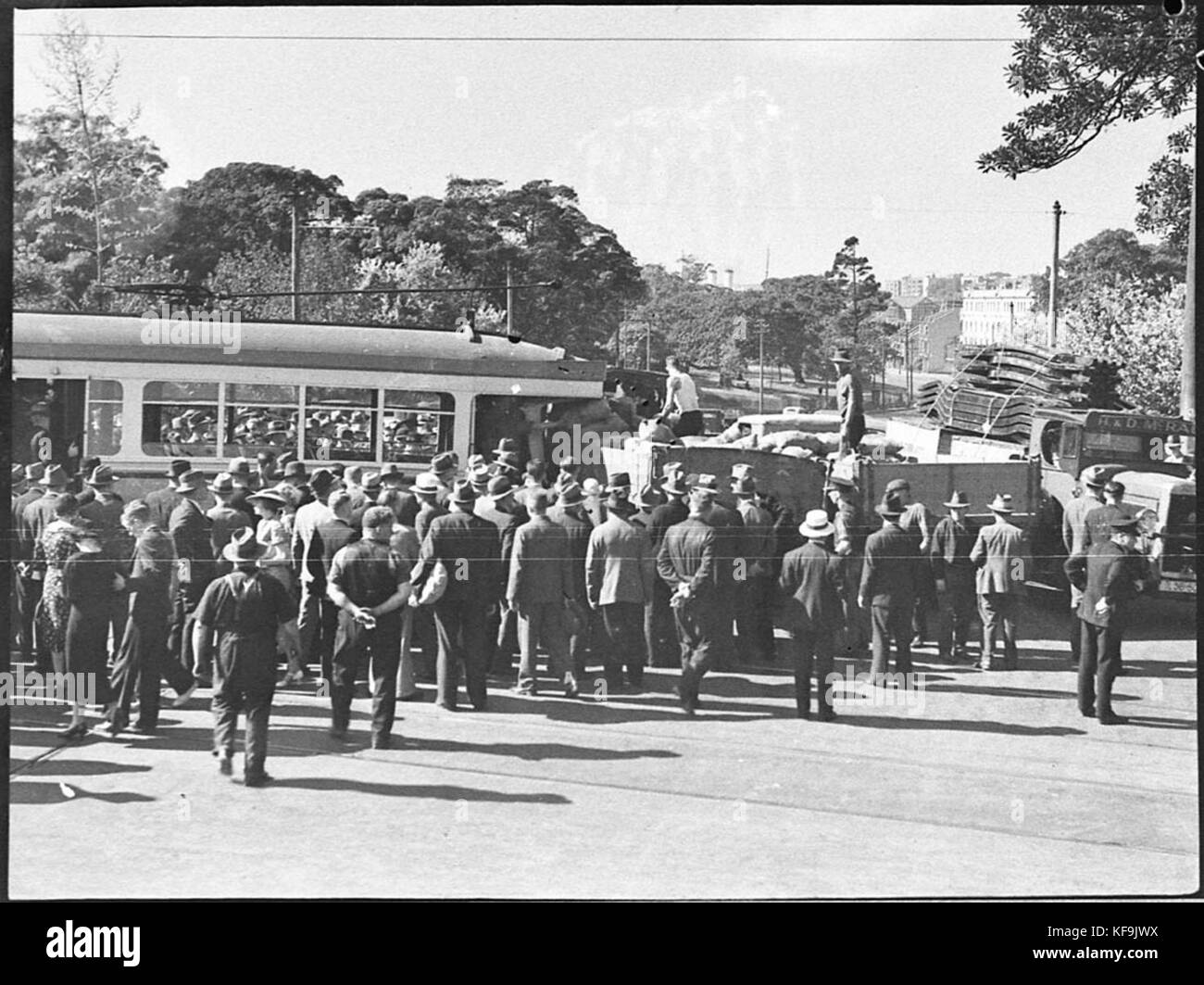 20215 Smash between tram and lorry Stock Photo - Alamy
