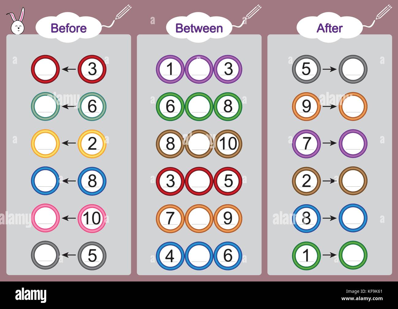 What Comes Before Between And After Math Worksheets For Kids Stock What Comes Before Between And After Math Worksheets For Kids Stock