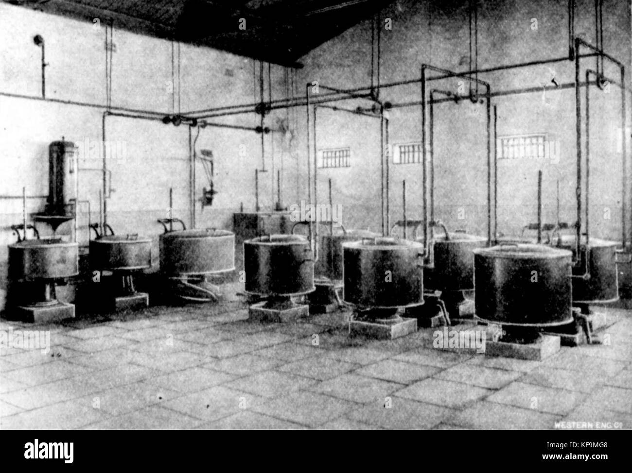 Fremantle Prison 1909 The gaol kitchen, showing steam cooking apparatus ...