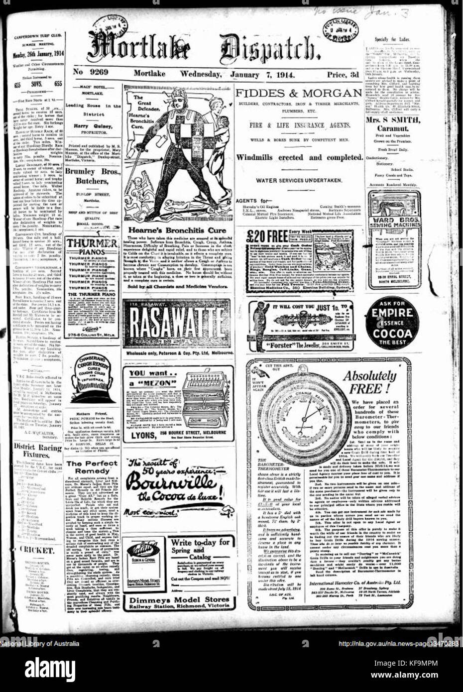 Mortlake Dispatch 7 January 1914 Stock Photo - Alamy