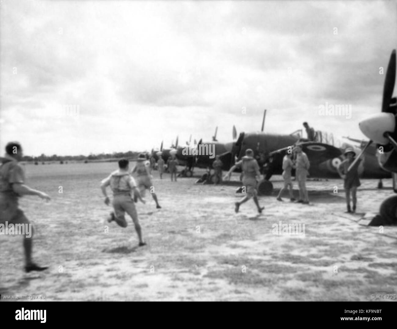 453 Squadron RAAF Buffalo fighters scrambling Stock Photo - Alamy