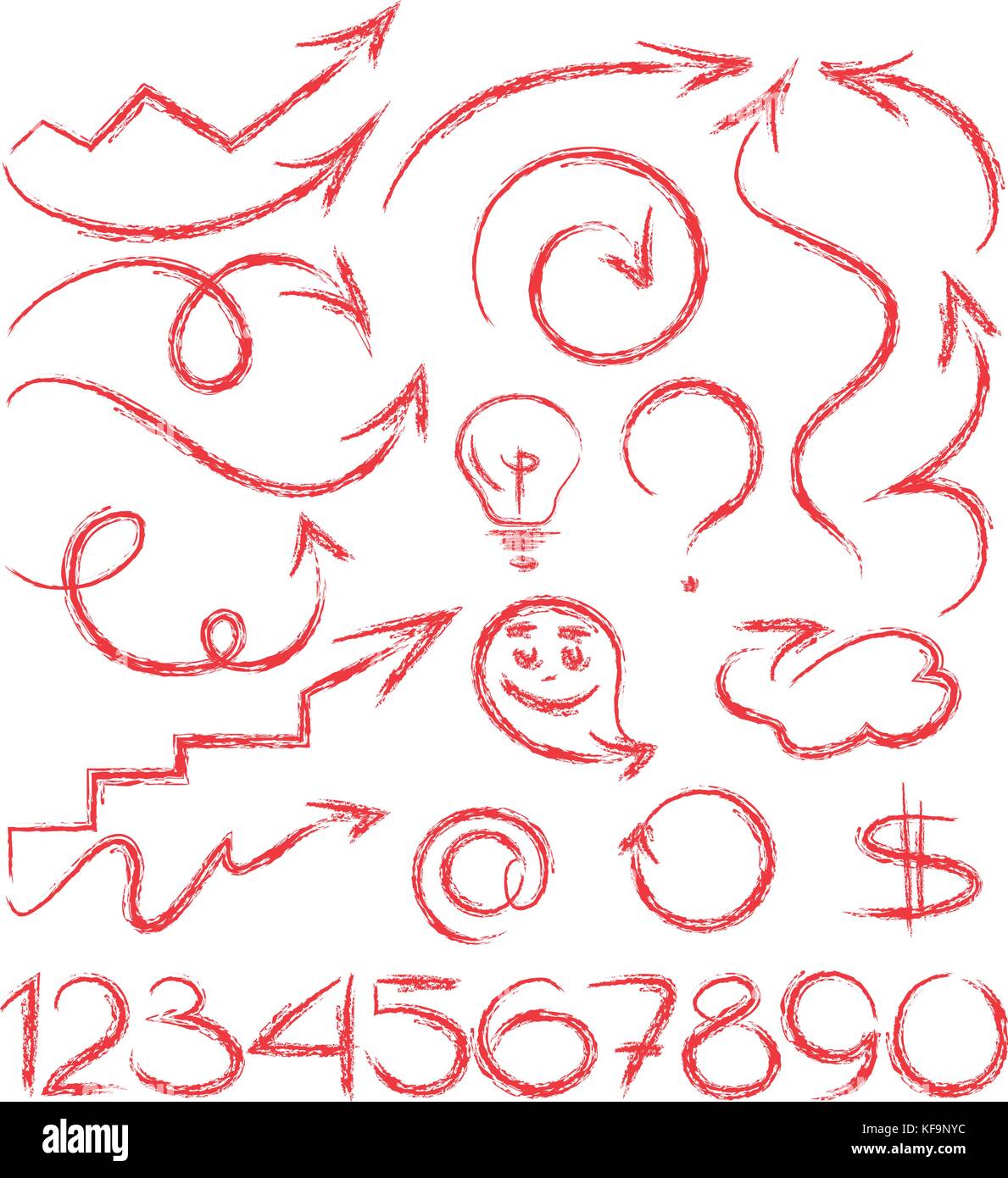 Set red icons, different signs, arrows, numeral Stock Vector Image ...