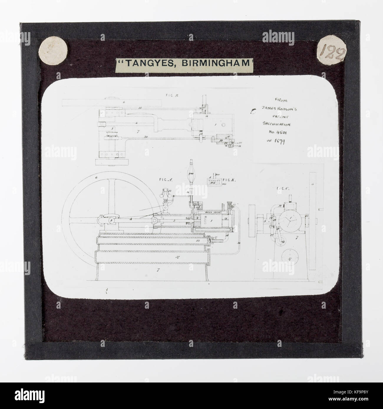 Lantern Slide Tangyes Ltd, Robson Gas Engine Diagram, 1879 Stock Photo ...