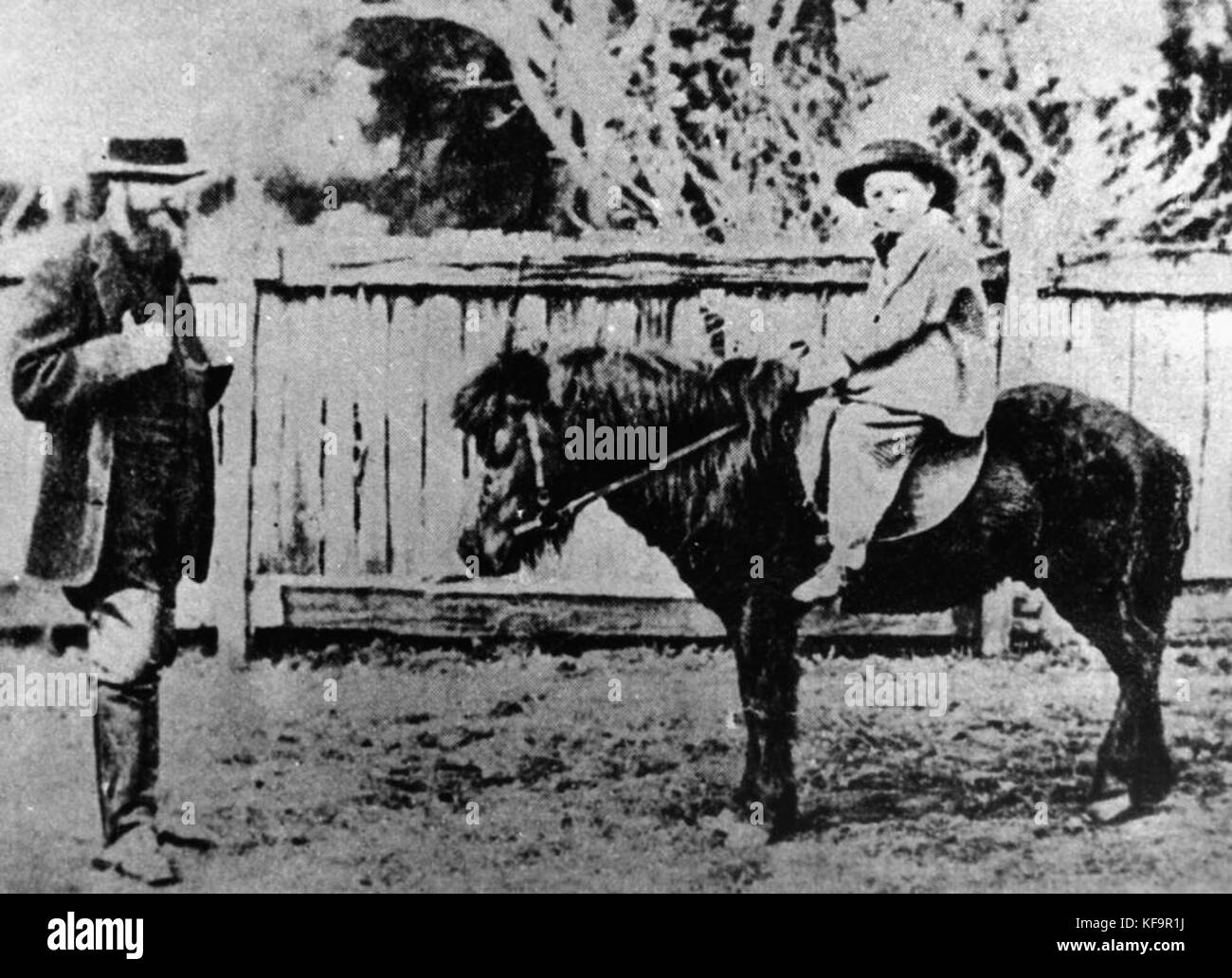 Donald Gunn with son Donald at Wyaga Station near Goondiwindi circa ...