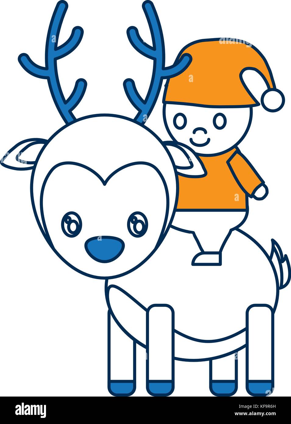 santa helper and deer icon over white background vector illustration ...