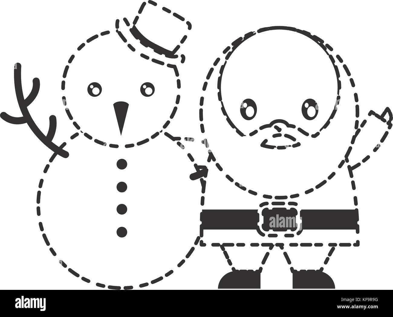 santa claus and snowman icon over white background vector illustration ...