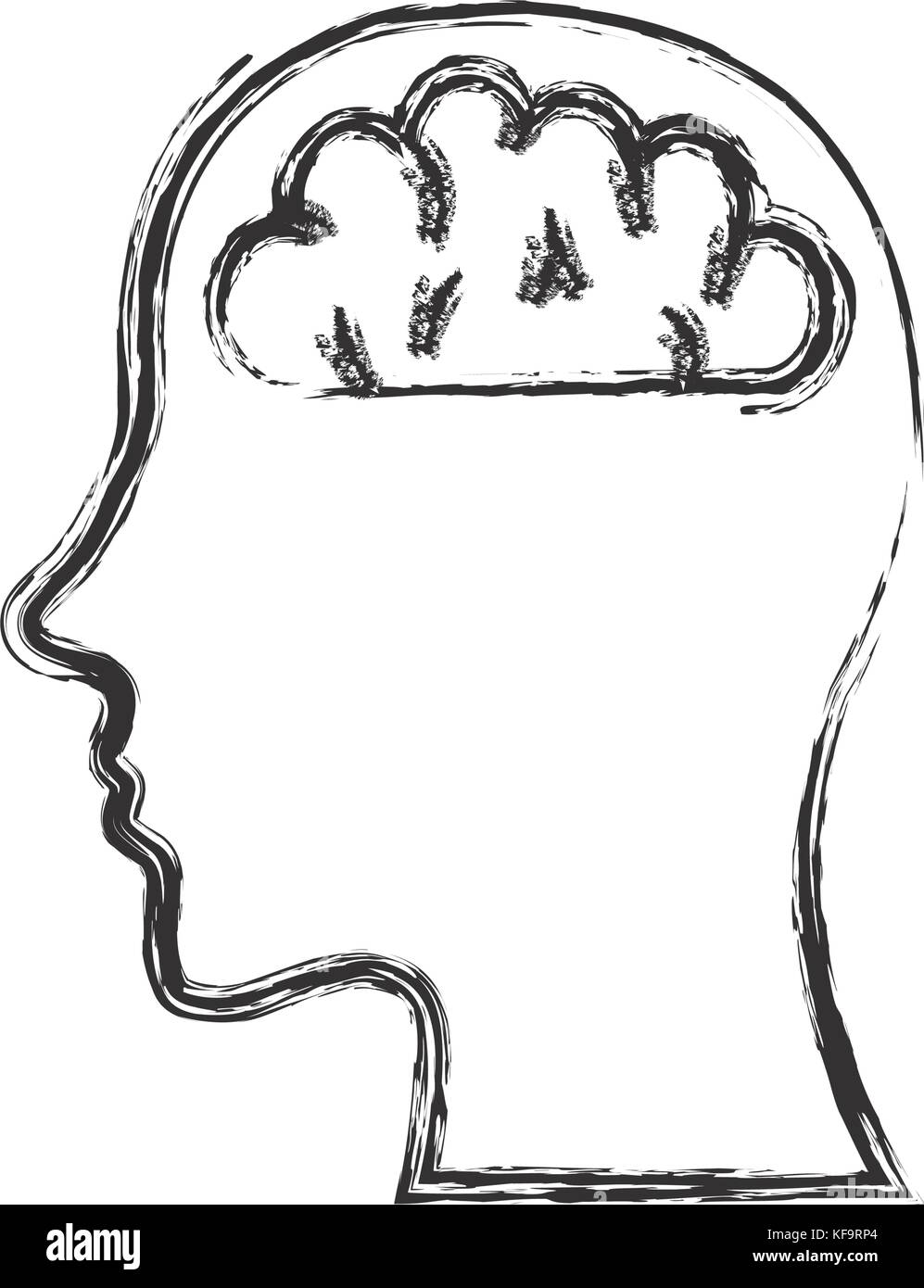 head with human brain icon over white background vector illustration ...