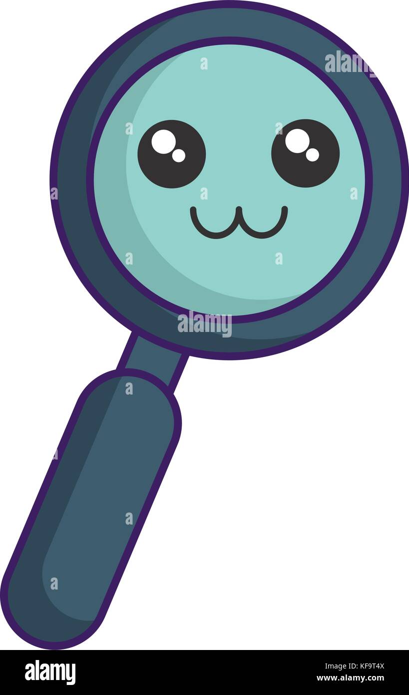 kawaii magnifying glass icon over white background vector illustration ...