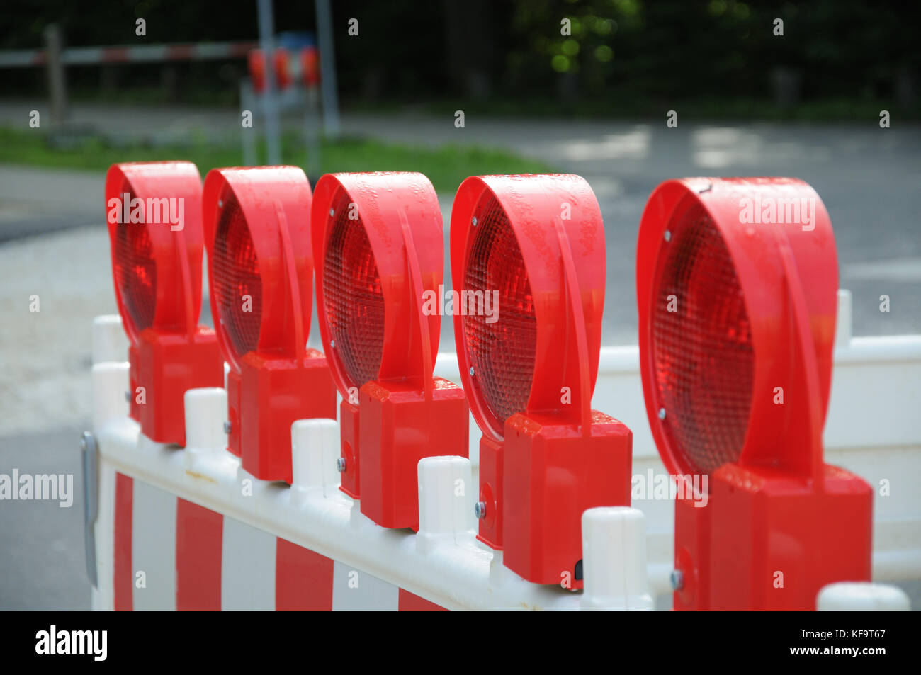 red signal lights at construction site Stock Photo - Alamy