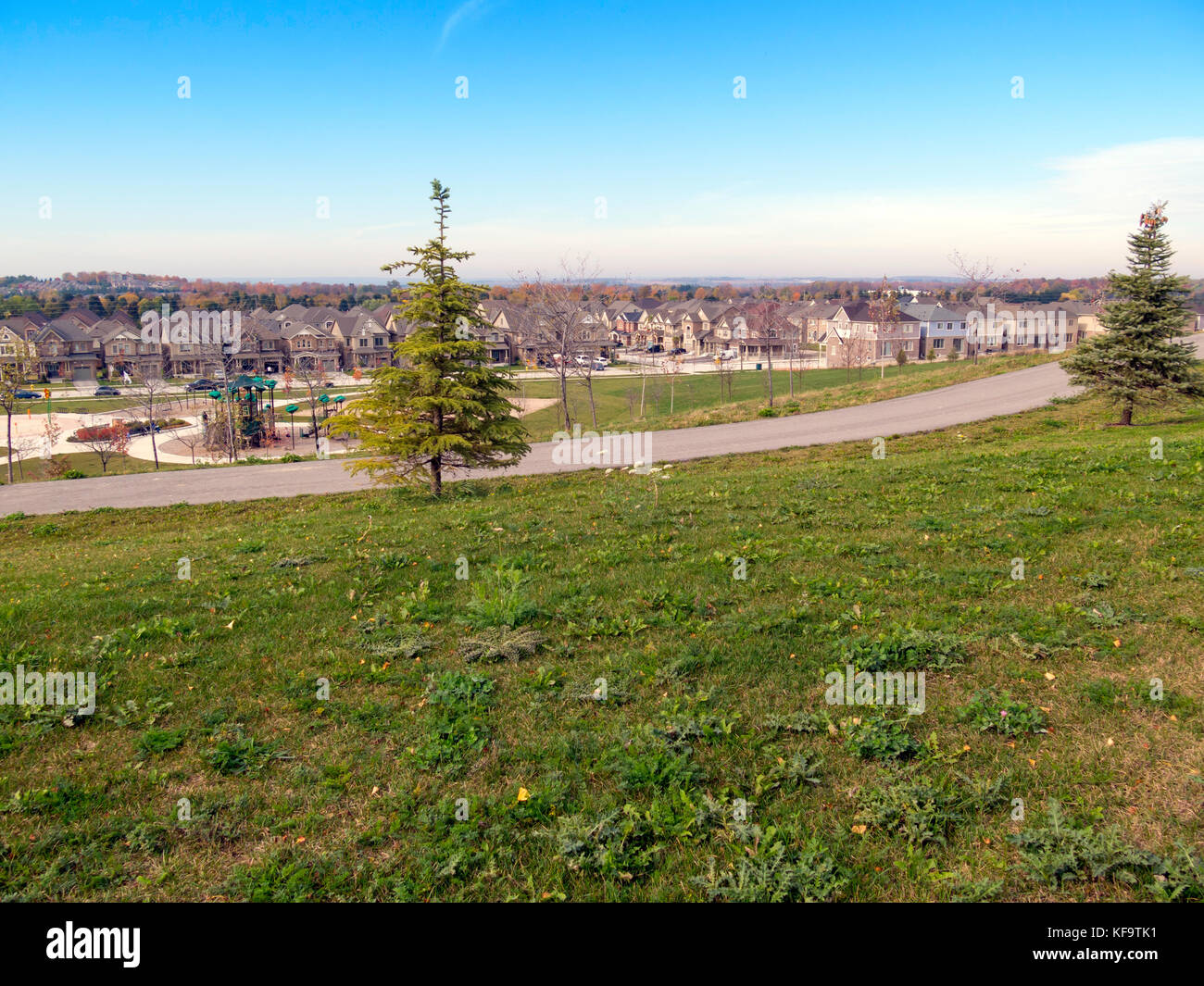 New homes in subdivision being build with 2 story as well as semis ...