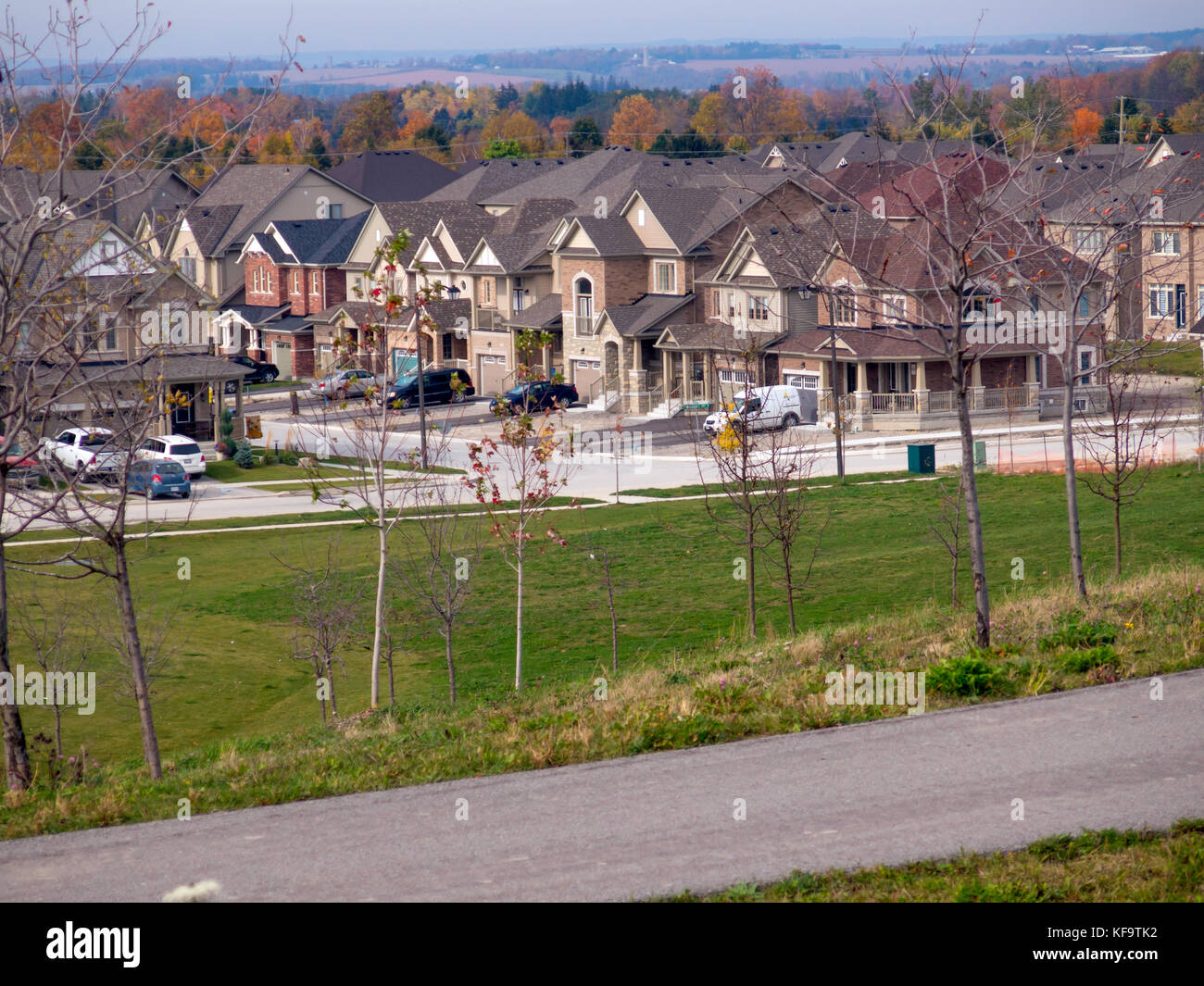 New homes in subdivision being build with 2 story as well as semis ...